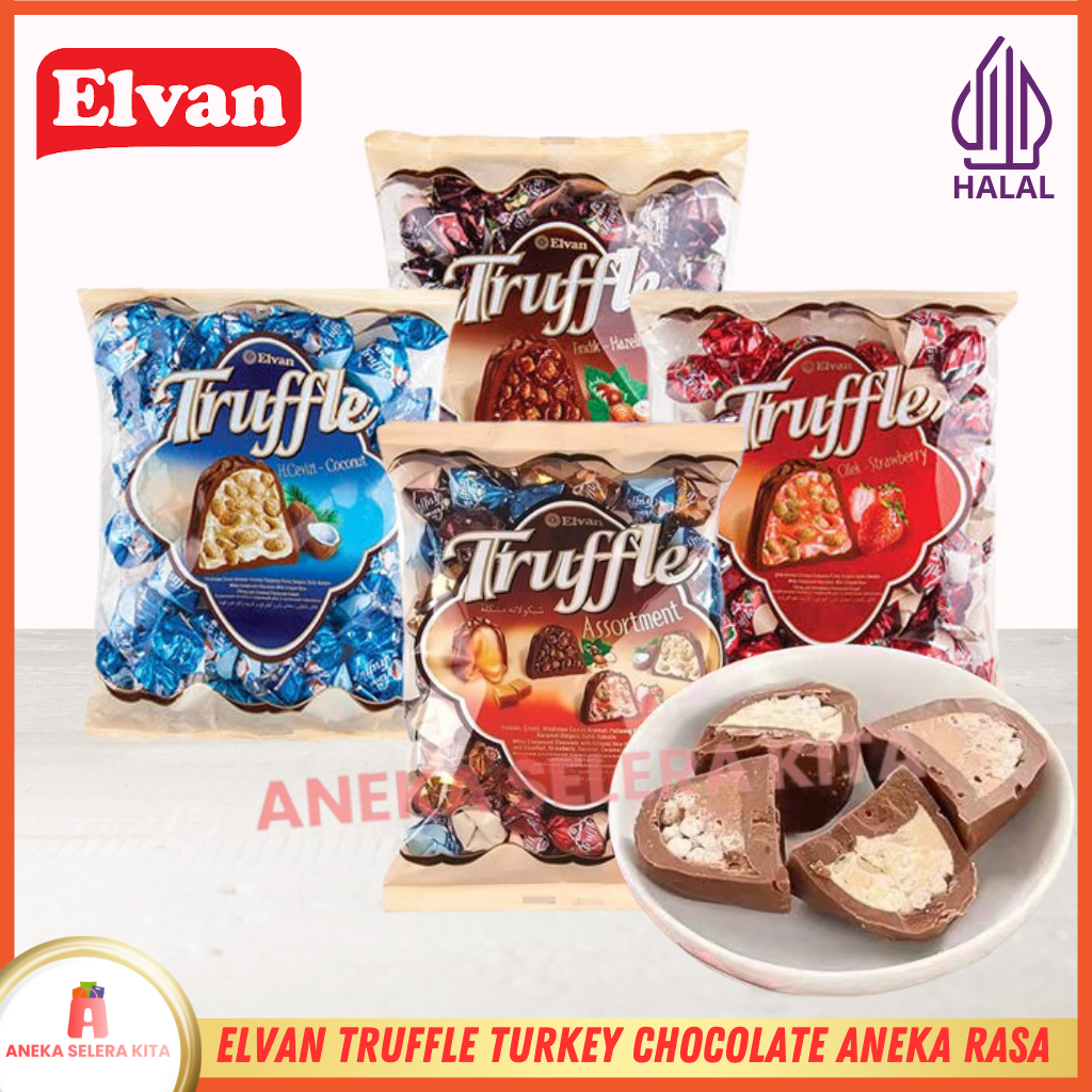 Jual Elvan Truffle Coklat Arab Turki Assortment Caramel Hazelnut Coconut Strawberry Halal 400gr ...