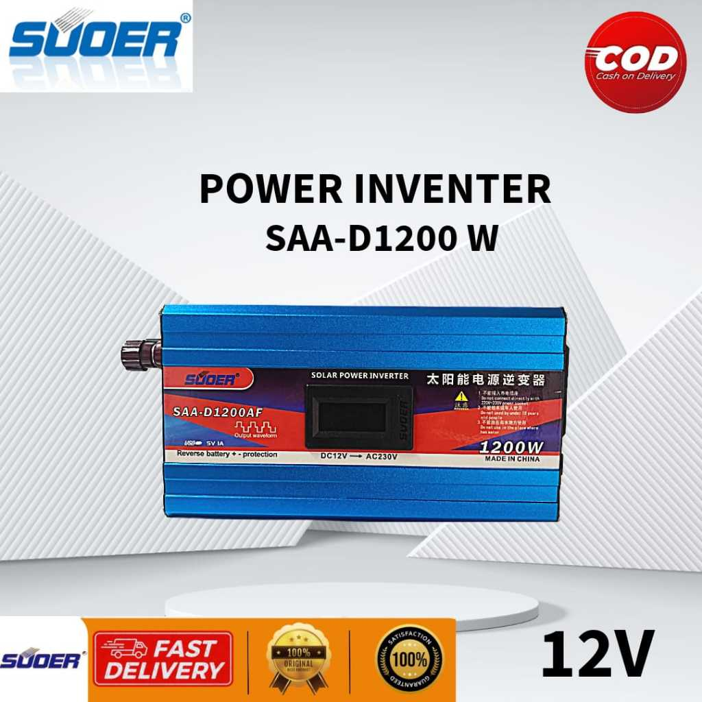 Jual SUOER INVERTER SAA-D 1200 WATT 12 VOLT MODIFIED SINE WAVE | Shopee Indonesia