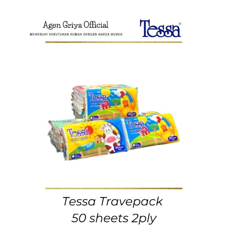 Jual tisu/tissue Tessa Travel pack 50 sheets 2ply harga PROMO ...