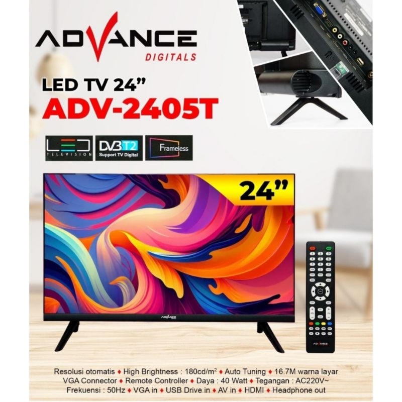 Jual ADVANCE LED TV DIGITAL UKURAN 24INC DENGAN PACKING KAYU ADV-2405T ...
