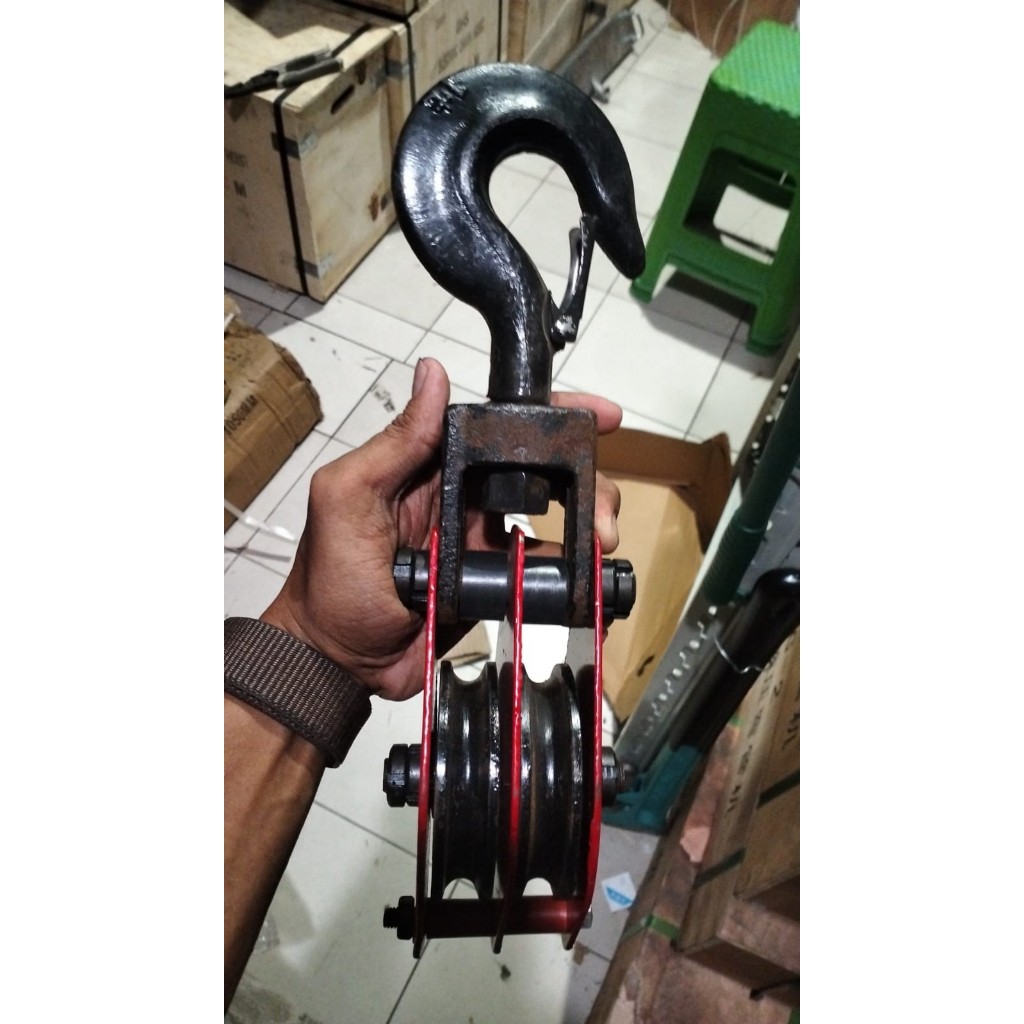 Jual DOUBLE WHEEL PULLEY BLOCK / KATROL KAPAL BARANG DEREK 1 TON ...