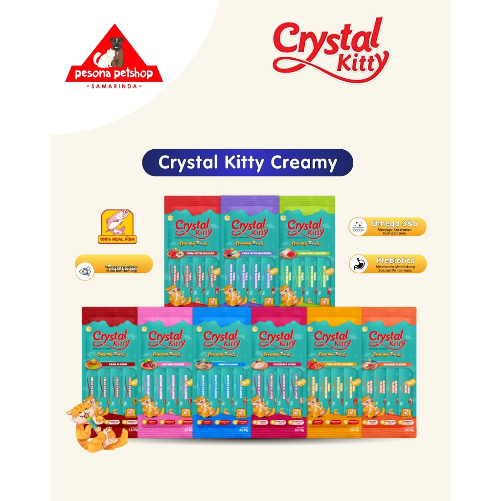 Jual Crystal Kitty Creamy Treats 4x15gr Cemilan Basah Kucing | Shopee ...