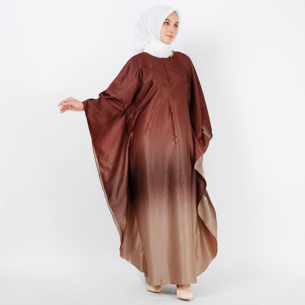 Jual Dress Kaftan Motif Gradasi Armany Silk Jumbo Busui Lebaran Pesta ...