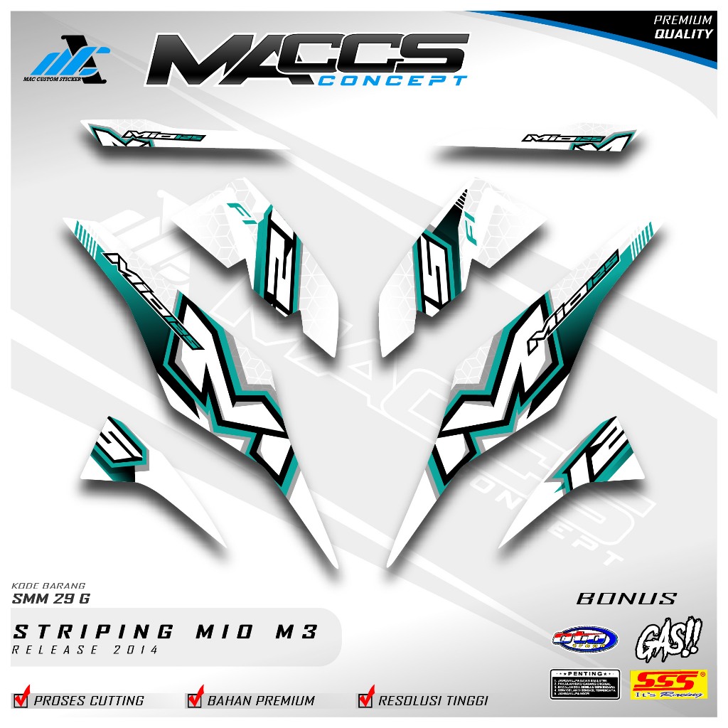 Jual STIKER MIO M3/125 - STRIPING STANDART MIO M3/125 NEW DESIGN MOTIF ...