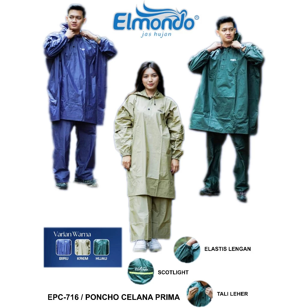 Jual ELMONDO PRIMA 716 JAS HUJAN SETELAN PONCO + CELANA / PONCO LENGAN SETELAN PRIMA 716 DEWASA ...