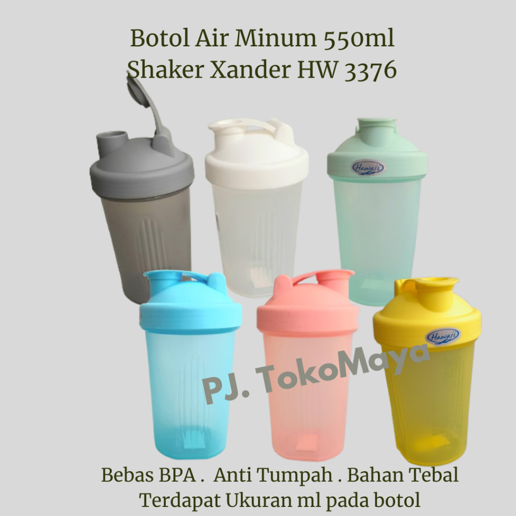 Jual Botol Air Minum Shaker Xander Hawaii 3376 - 550ml Bebas BPA ...