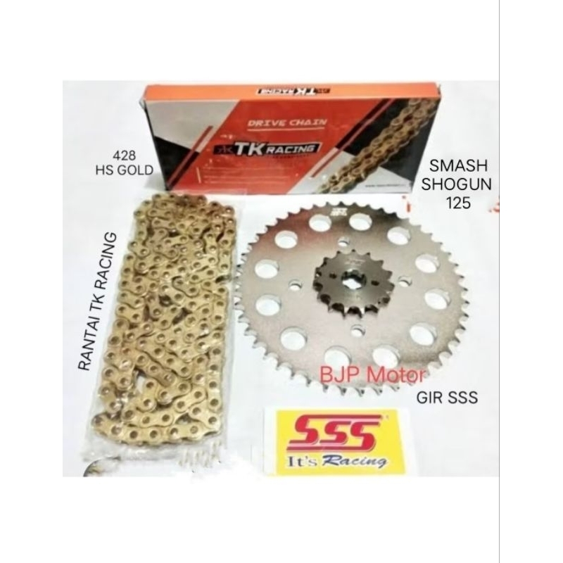 Jual Gear set SSS 428 SMASH SHOGUN 125 rantai TK RACING 428 HS 110L 120L GOLD dipilih ukuran gir ...