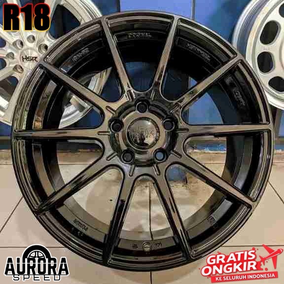 Jual Velg racing HSR RAI-S2 R18x8 hole 5x114 black Pelek mobil ring 18 Zenix Rush innova ...