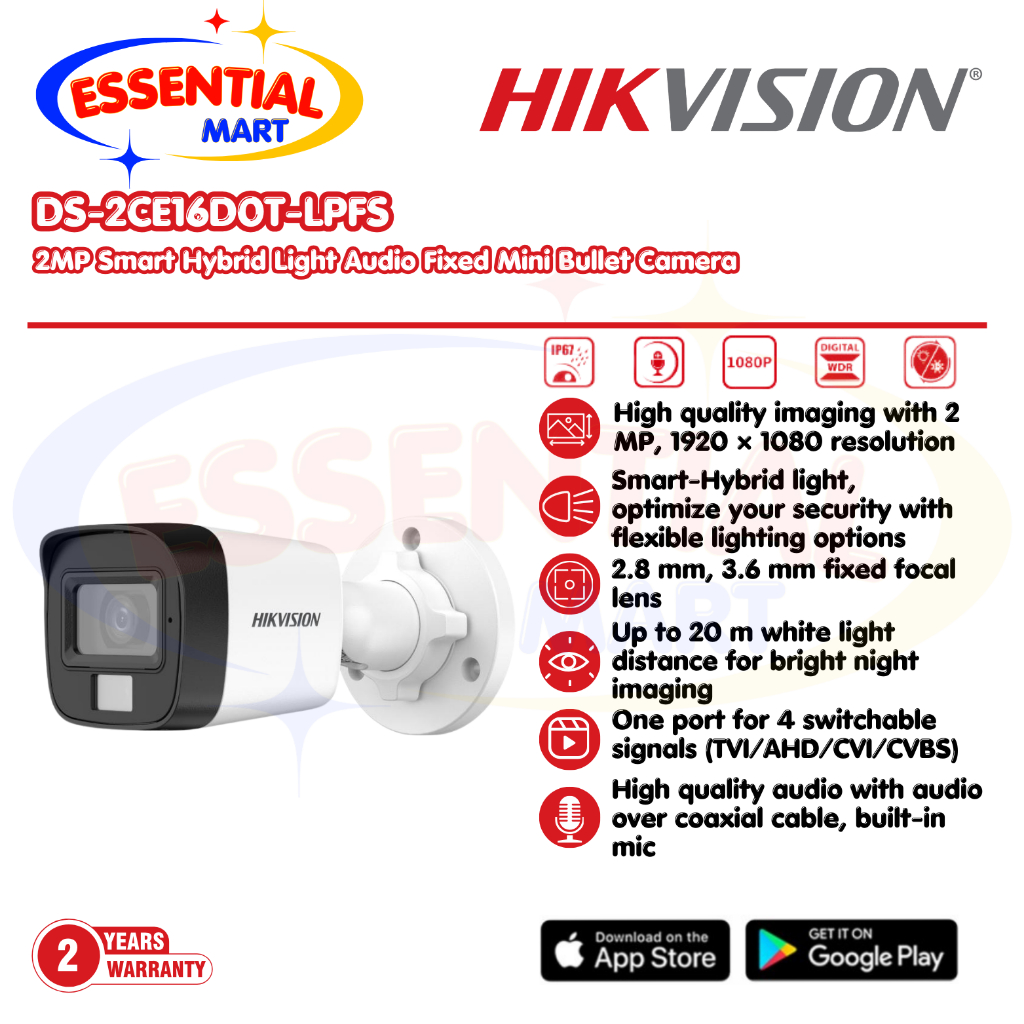 Jual DS-2CE16D0T-LPFS HIKVISION Turbo HD 2MP Dual Light Audio Outdoor CCTV | Shopee Indonesia