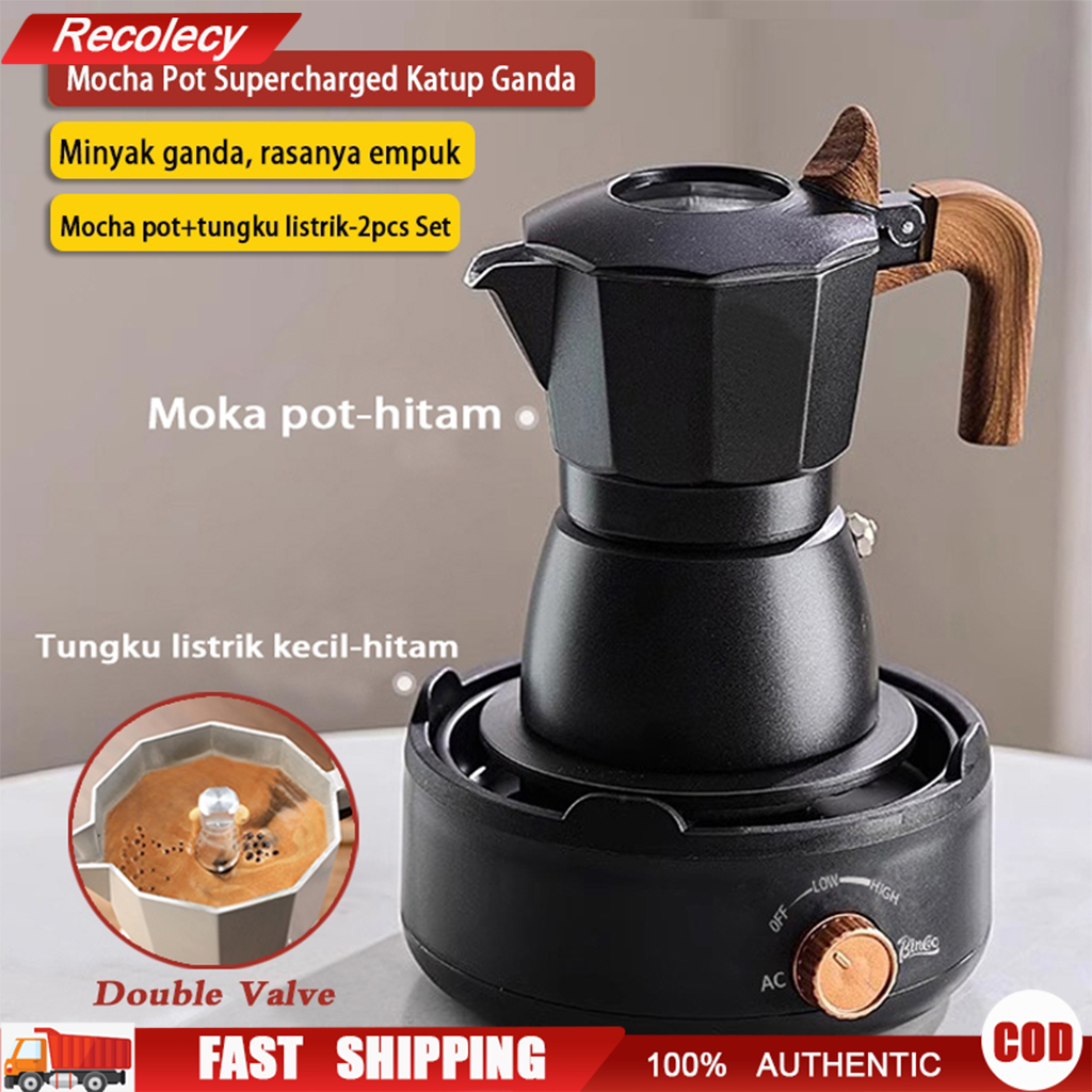 Jual [Recolecy]Mocha Pot Espresso Pot Double Valve Moca Pot Tungku ...