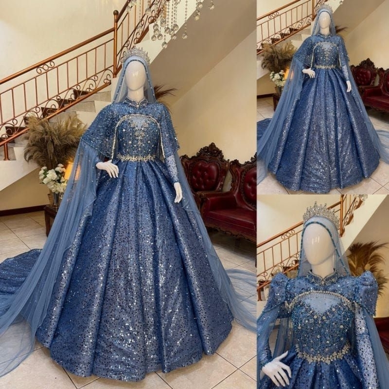 Jual Gaun pengantin sequin // gaun pengantin ekor //gaun pengantin ...