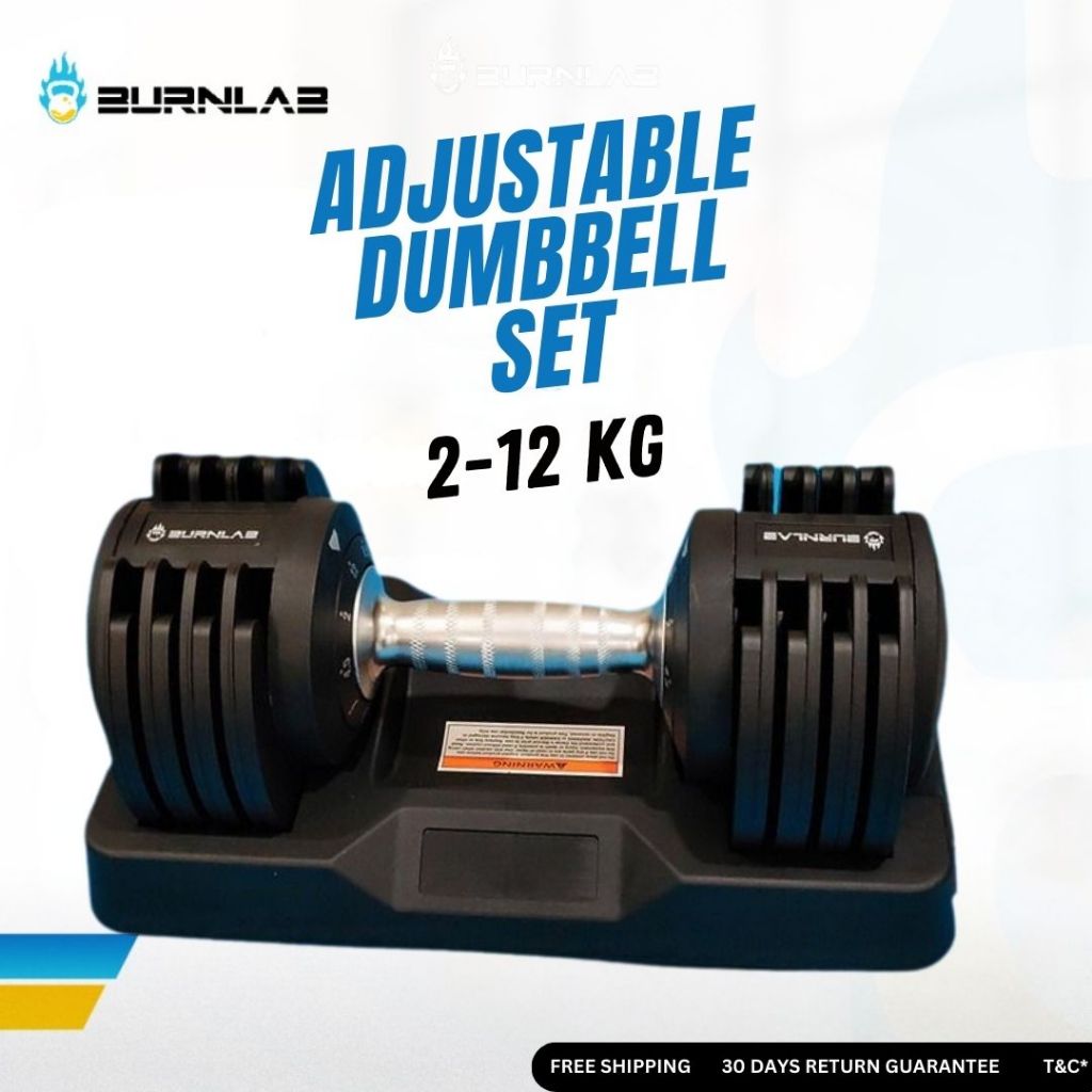 Jual BURNLAB Adjustable Dumbbell Set - 2-12kg | Shopee Indonesia