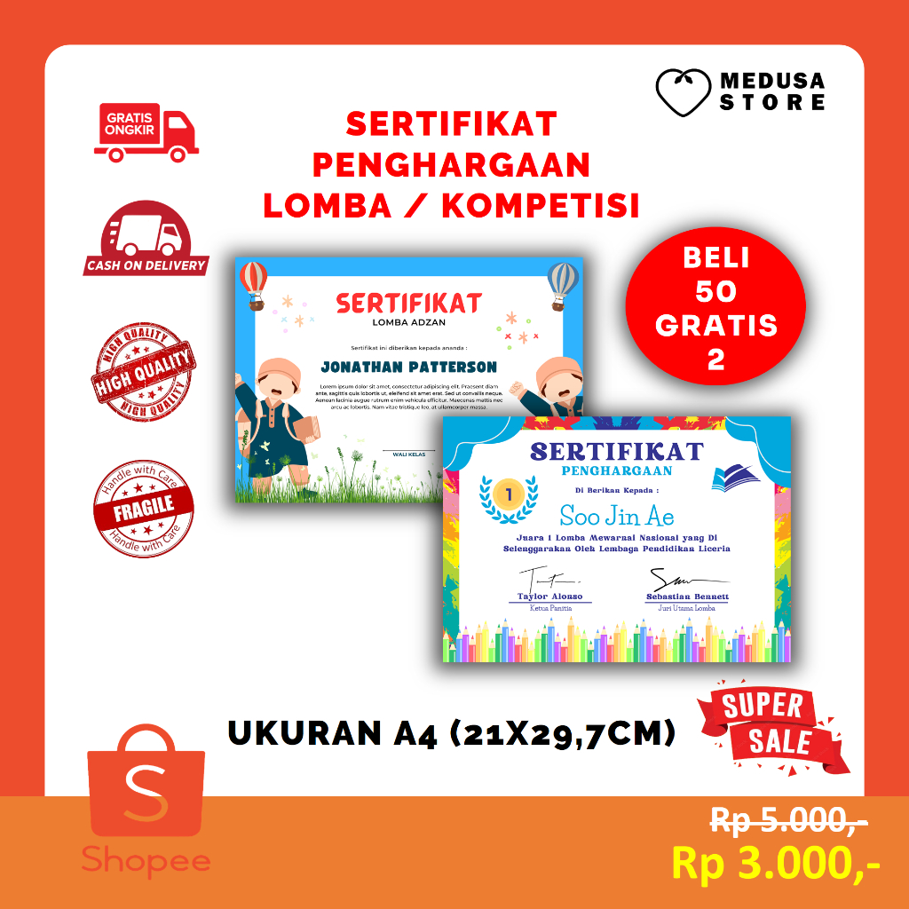 Jual Sertifikat Piagam Penghargaan Peserta Lomba Kompetisi | Shopee ...