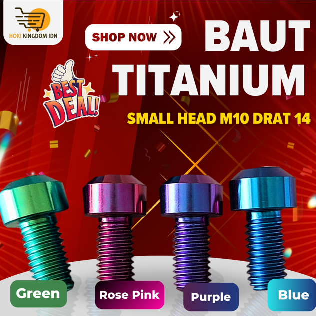 Jual Baut Titanium Small Head M10 x 10 15 20 25 30 35 40 45 50 Drat 14 | Shopee Indonesia
