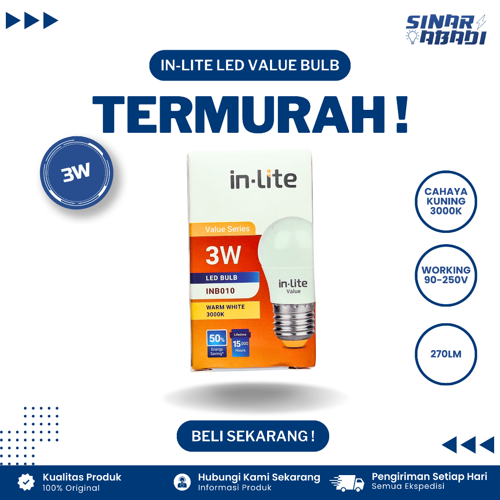 Jual Inlite LED Value 3W E27 3000K (Kuning) | Shopee Indonesia