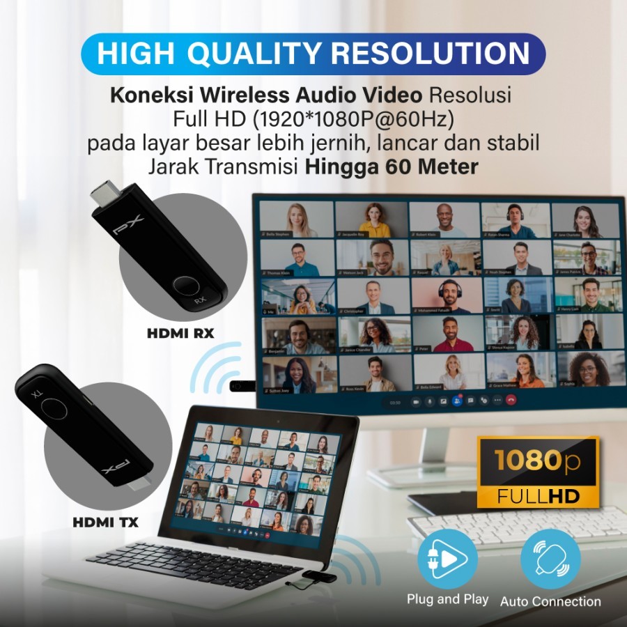 Jual PX WTR-200S Wireless HDMI Sender Audio Video Transmitter Receiver ...