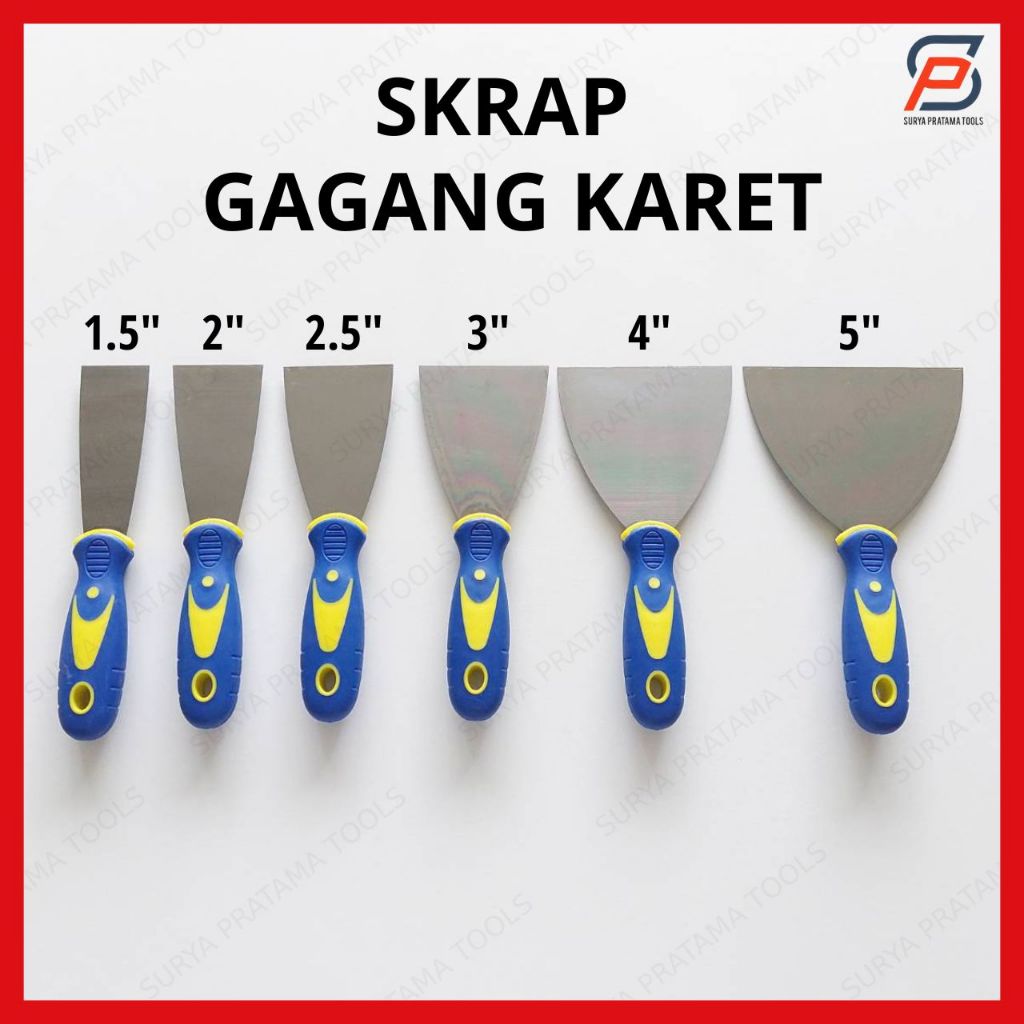 Jual Skrap Sekrap Kape Dempul Gagang Karet 1.5" 2" 2.5" 3" 4" 5" Inch ...