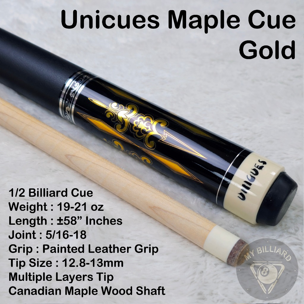 Jual Unicues Gold Cue Stick Billiard 13mm - Stik Billiar Maple UniCue 13 mm | Shopee Indonesia