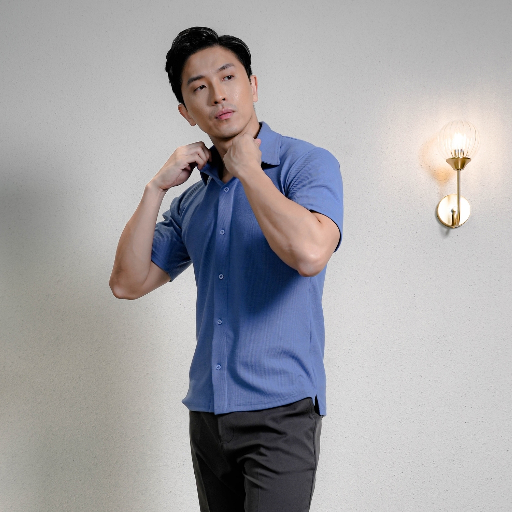 Jual Cupachino Double Knit Kemeja Pria 2-Way Stretch Lengan Pendek ...