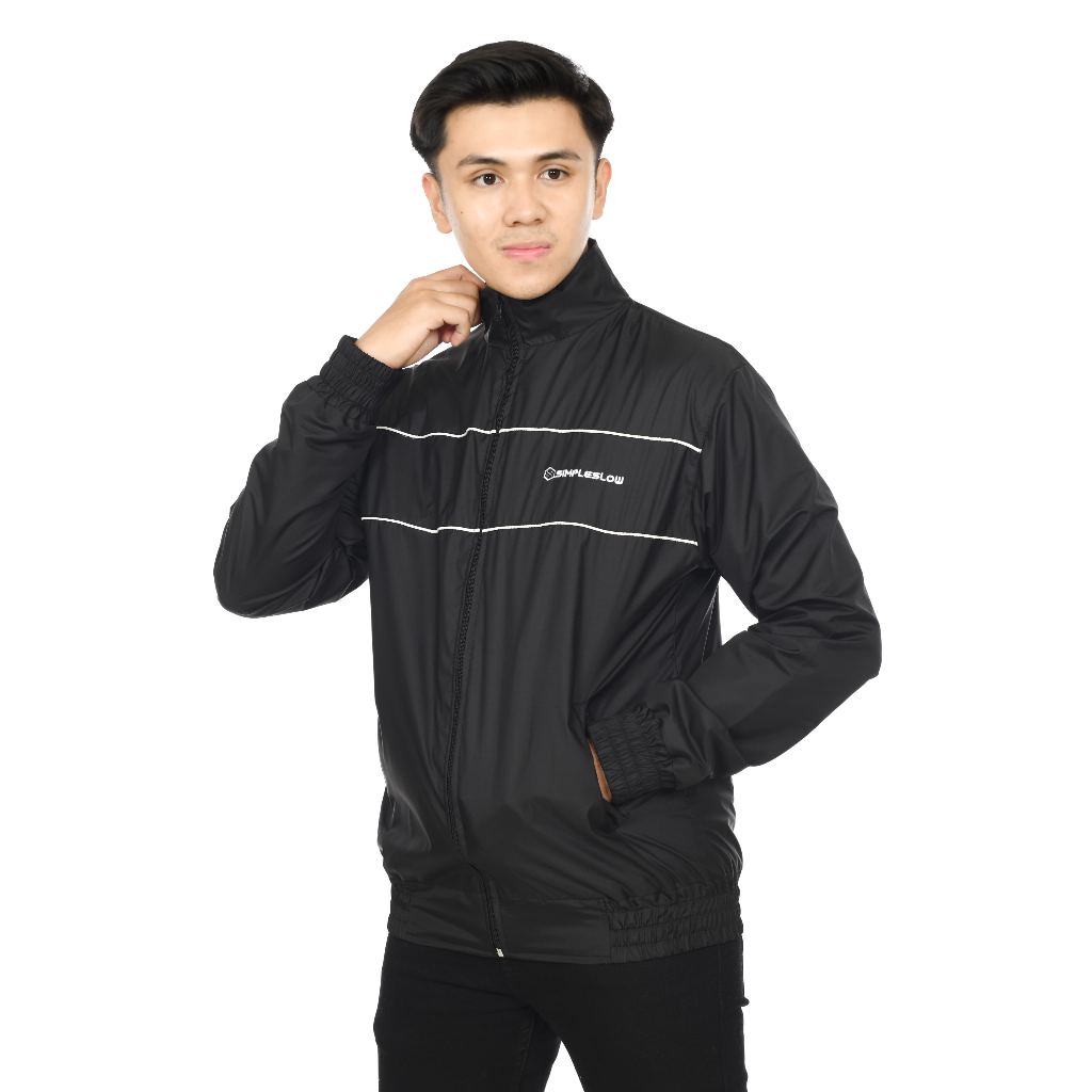 Jual JACKET Tracktop black || jaket simple ORIGINAL || jaket olahraga ...