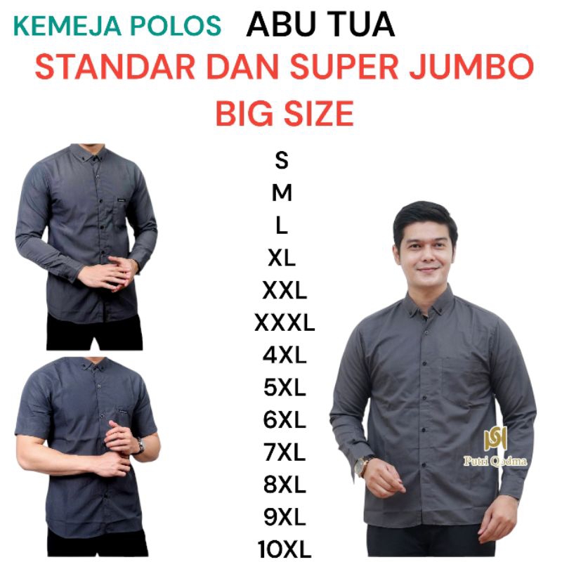 Jual Kemeja Polos Abu Tua Standar Super Jumbo Big Size S sampai 10XL | Shopee Indonesia