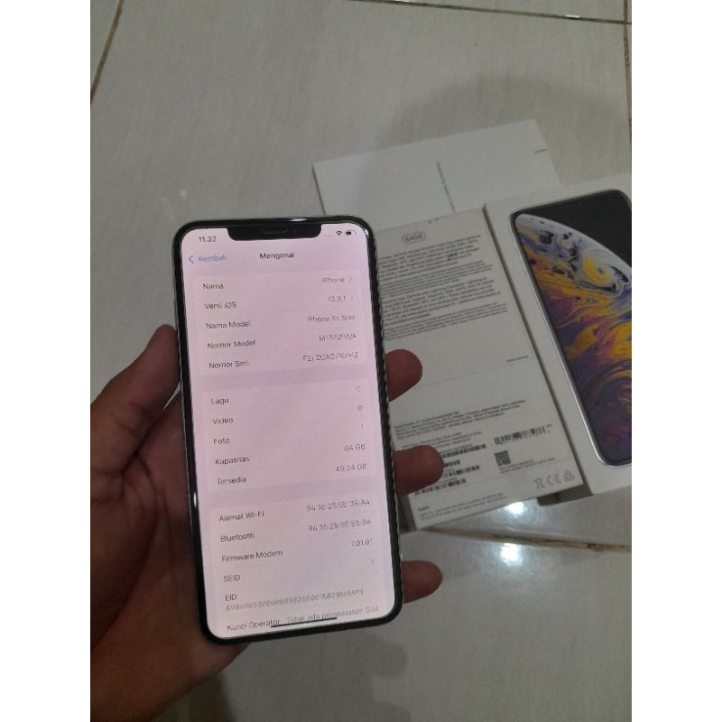 Jual iPhone Xs Max 64gb Silver Ex iBox Resmi indo Fullset Ori Second ...
