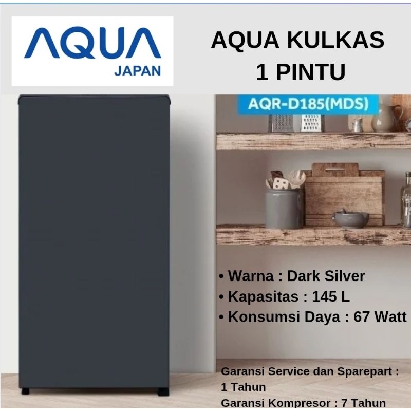 Jual Kulkas 1 Pintu AQUA JAPAN AQR-D185 Warna Dark Silver / AQUA Kulkas 1 Pintu Kapasitas 145 L ...
