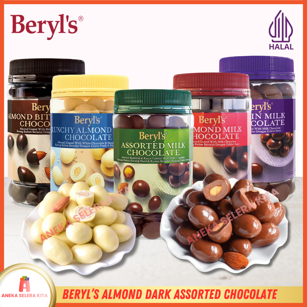 Jual Beryls Crunchy Assorted Almond Green Tea Milk White Chocolate ...