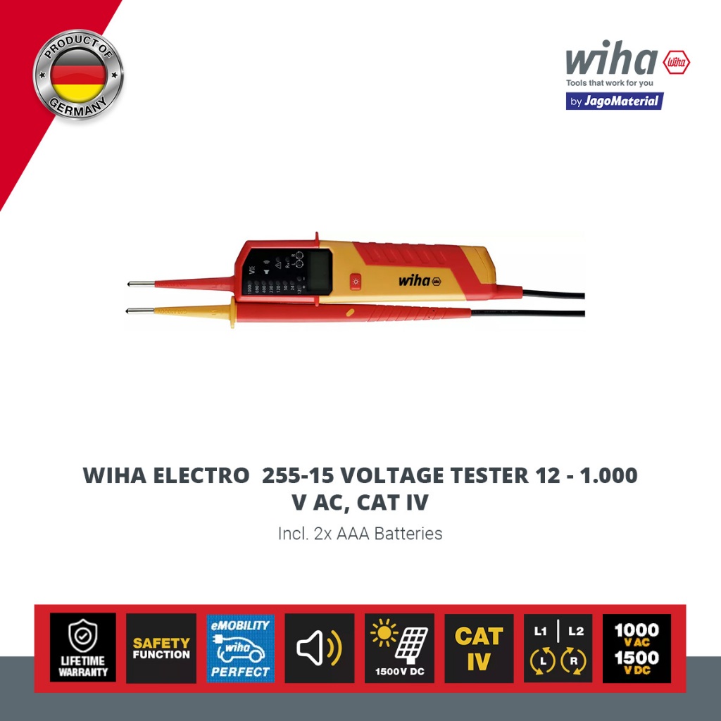 Jual Wiha Insulated Electro SB 255-15 Voltage Tester 12 - 1.000 V AC ...