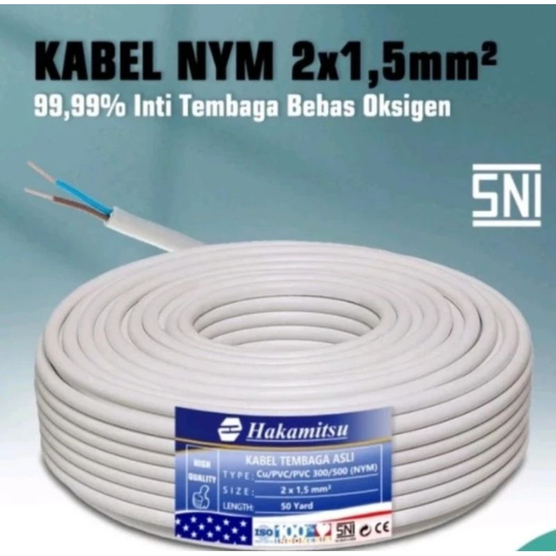 Jual HAKAMITSU - Kabel SNI NYM 2x1.5 50Y | Kabel Tembaga Murni | Shopee ...