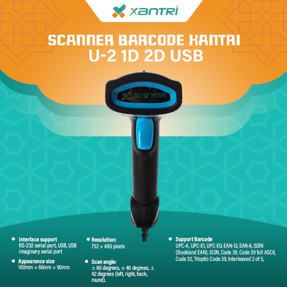 Jual Xantri - Barcode Scanner 1D 2D U-2 Manual Scan Reader Handheld ...