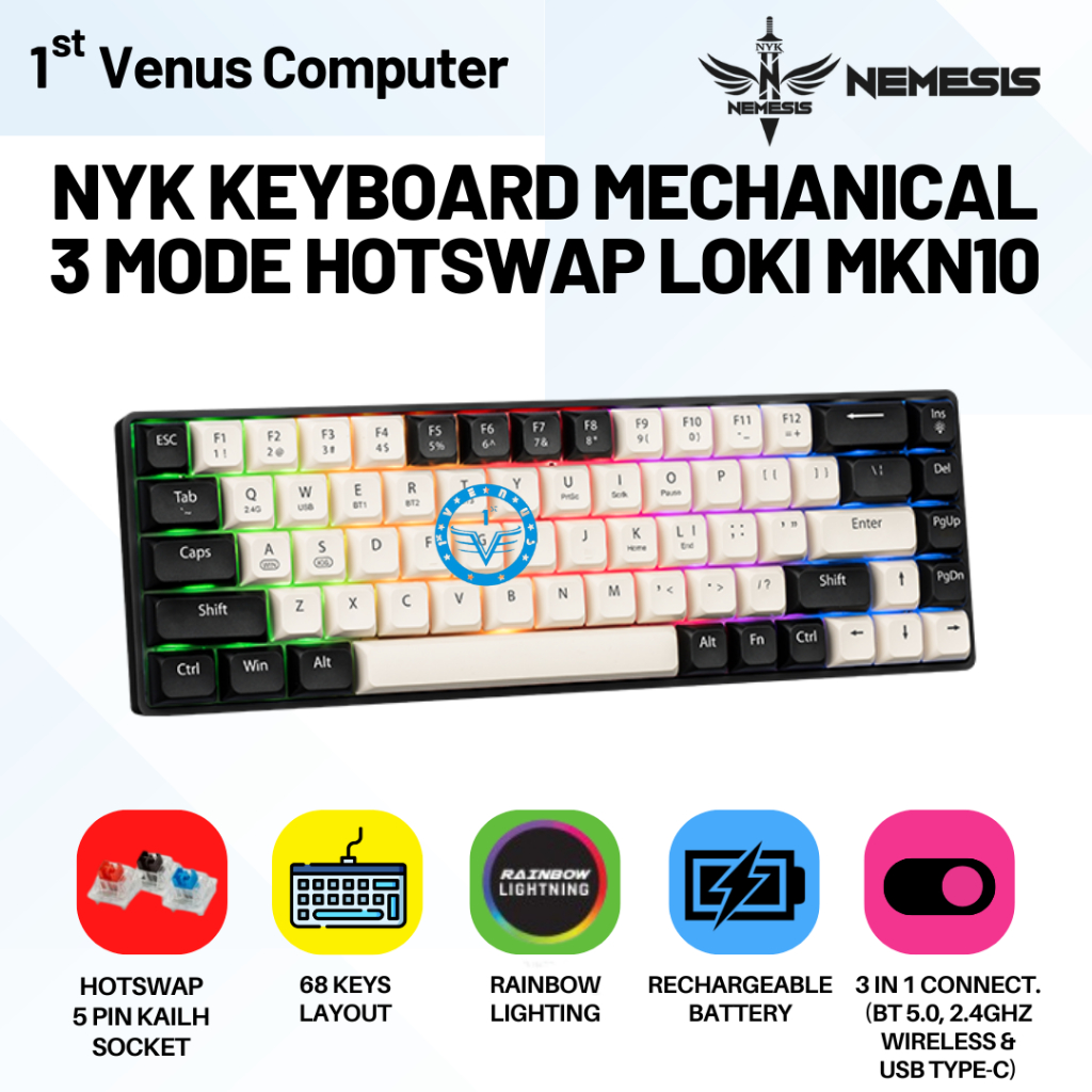 Jual Keyboard Mechanical NYK Nemesis Loki MKN10 / MKN-10 Keyboard 3in1 ...