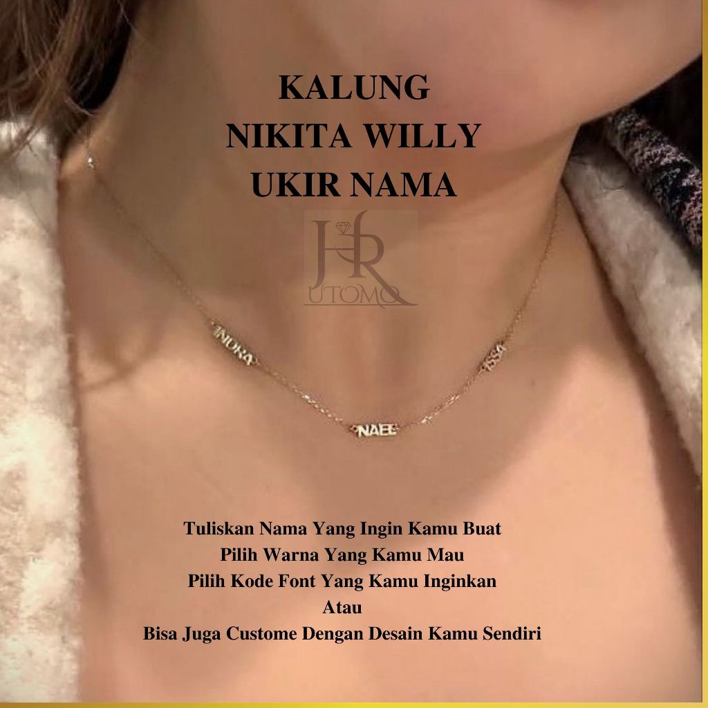 Jual Kalung Nikita Willy 3 nama Tiga Titanium Ukir Nama Anti Karat ...