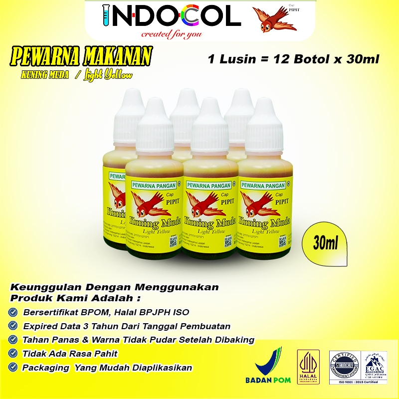 Jual PEWARNA CAIR KUNING MUDA CAP PIPIT (1 LUSIN = 12 BOTOL x 30ml ...