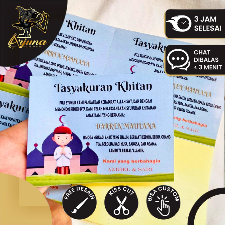 Jual Sticker Persegi Syukuran Walimatul Khitan Sunatan Free Desain ...