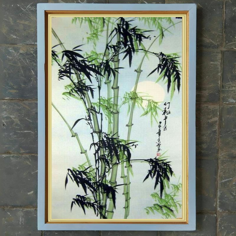 Jual hiasan dinding lukisan cetak bambu cendrawasih plus bingkai ukuran ...