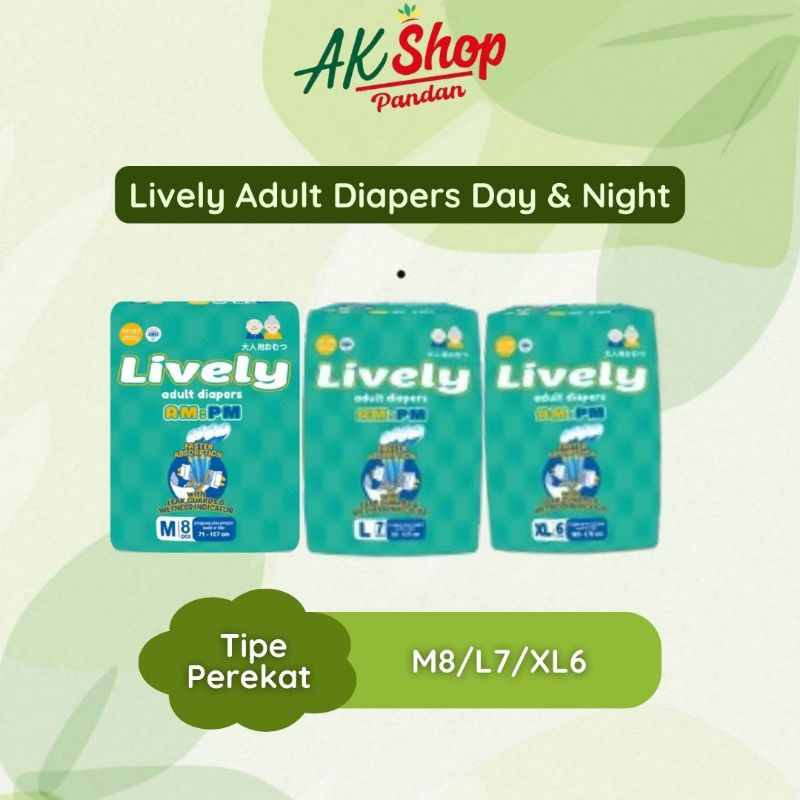 Jual Lively Day Night Adult Diapers M8, L7, & XL6 Popok Dewasa Tipe ...