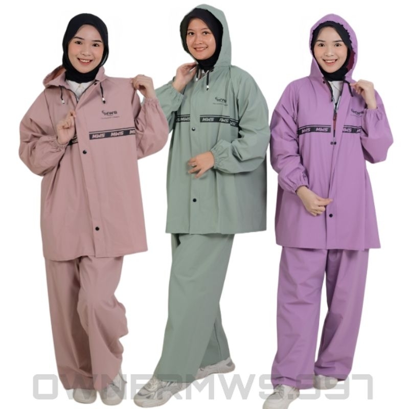 Jual MWS Jas Hujan Setelan Pria Wanita, Bahan PVC 0,25 Anti Rembes. Waterproof Anti Air | Shopee ...