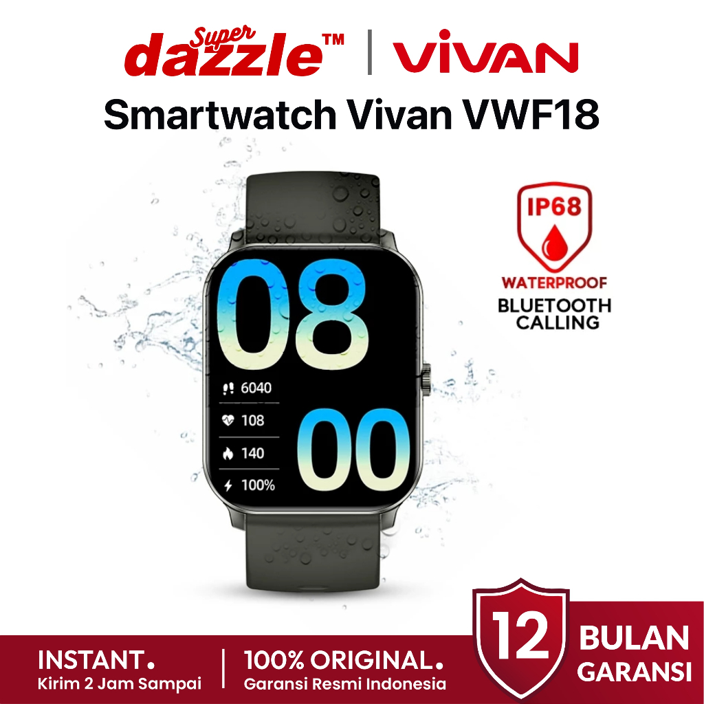 Jual [ TERLARIS ] Smartwatch VIVAN VWF18 Waterproof IP68 Original 100% ...