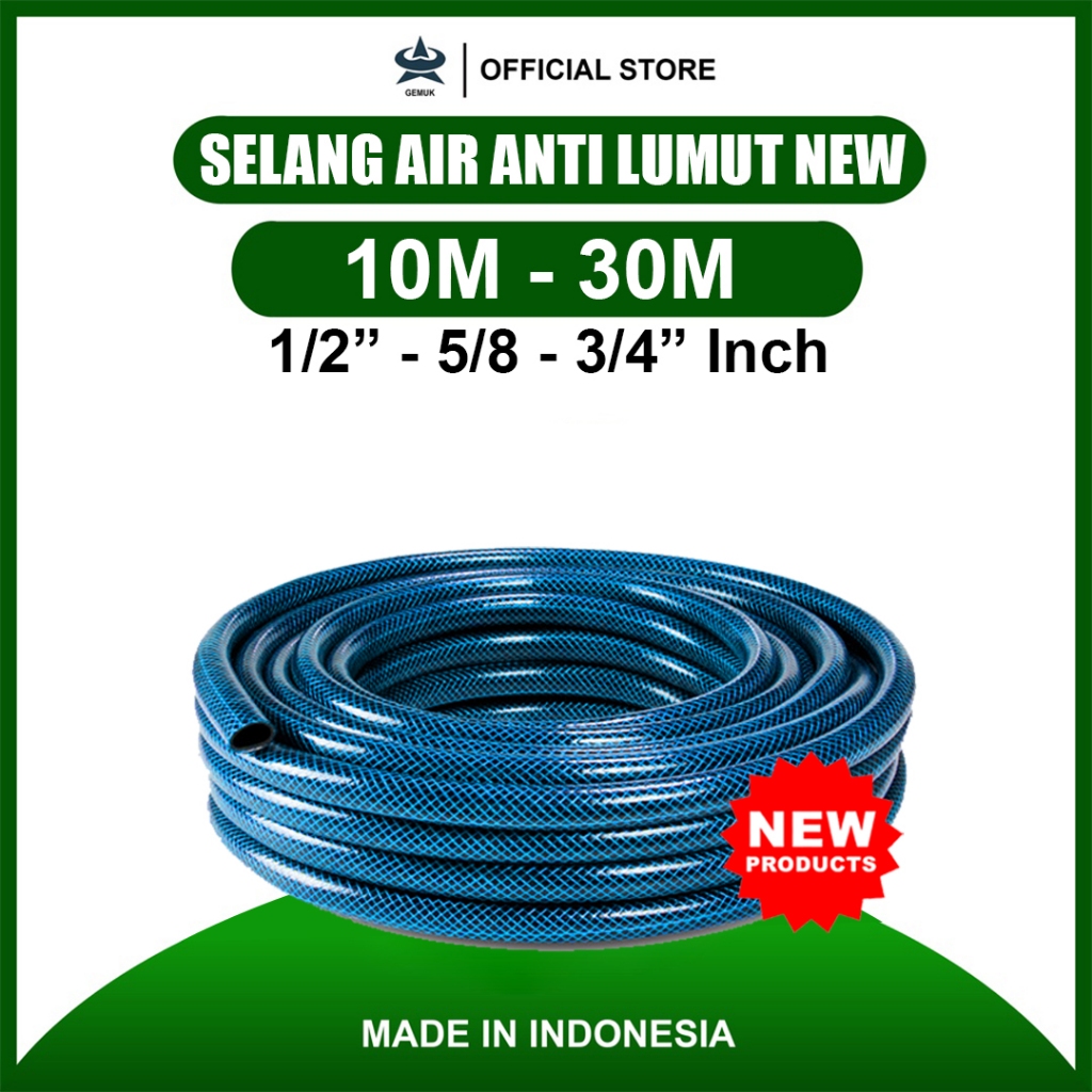 Jual GEMUK Selang Air 1/2 5/8 3/4 1 Inch 10 Meter - 30 Meter Selang Anti Lumut Anti Biru New ...