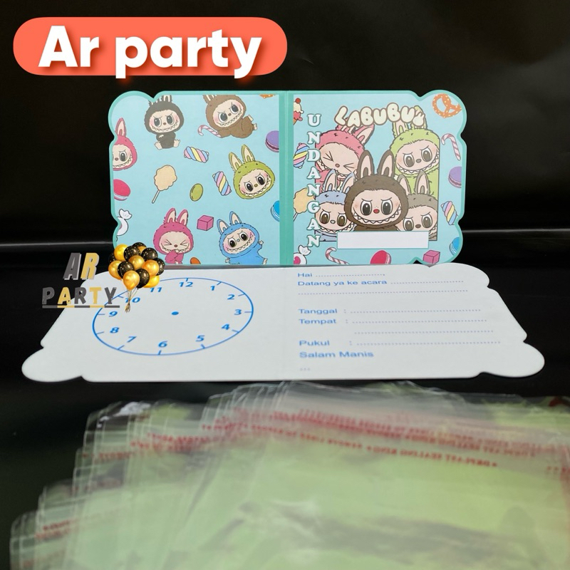 Jual (isi 30pcs) Undangan Lipat Labubu / Undangan Kertas Labubu / Kartu ...