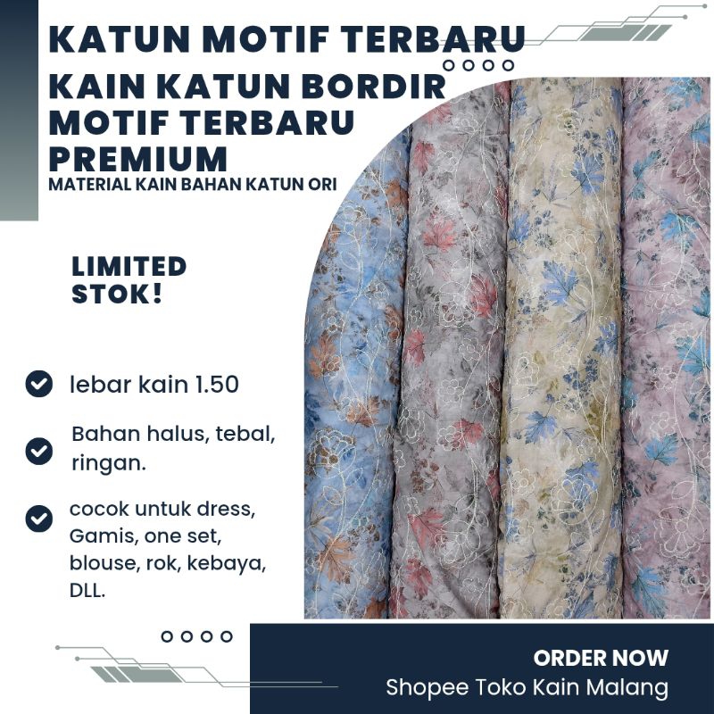 Jual KAIN KATUN | KATUN BORDIR MOTIF BUNGA TIMBUL TERBARU /KATUN BORDIR ...