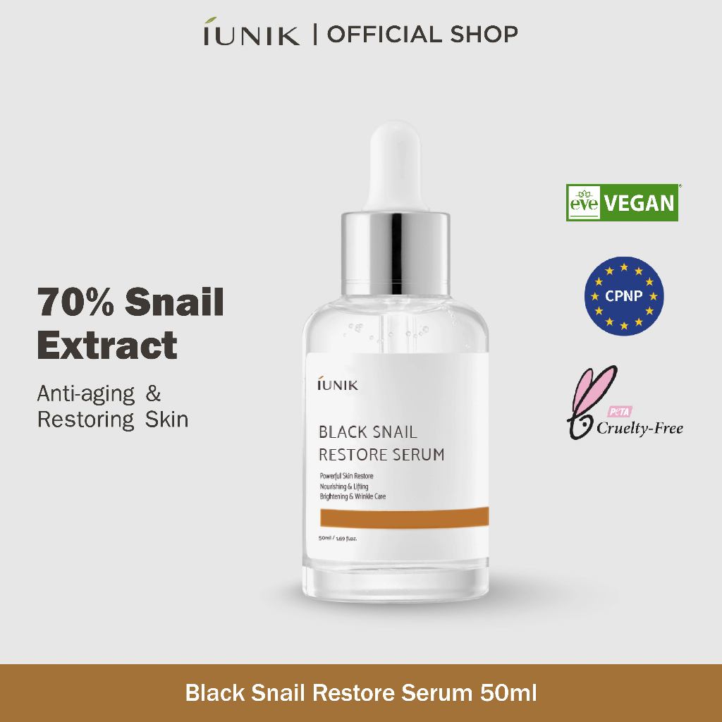 Jual IUNIK Black Snail Restore Serum 50ml | Snail Extract 70% for ...