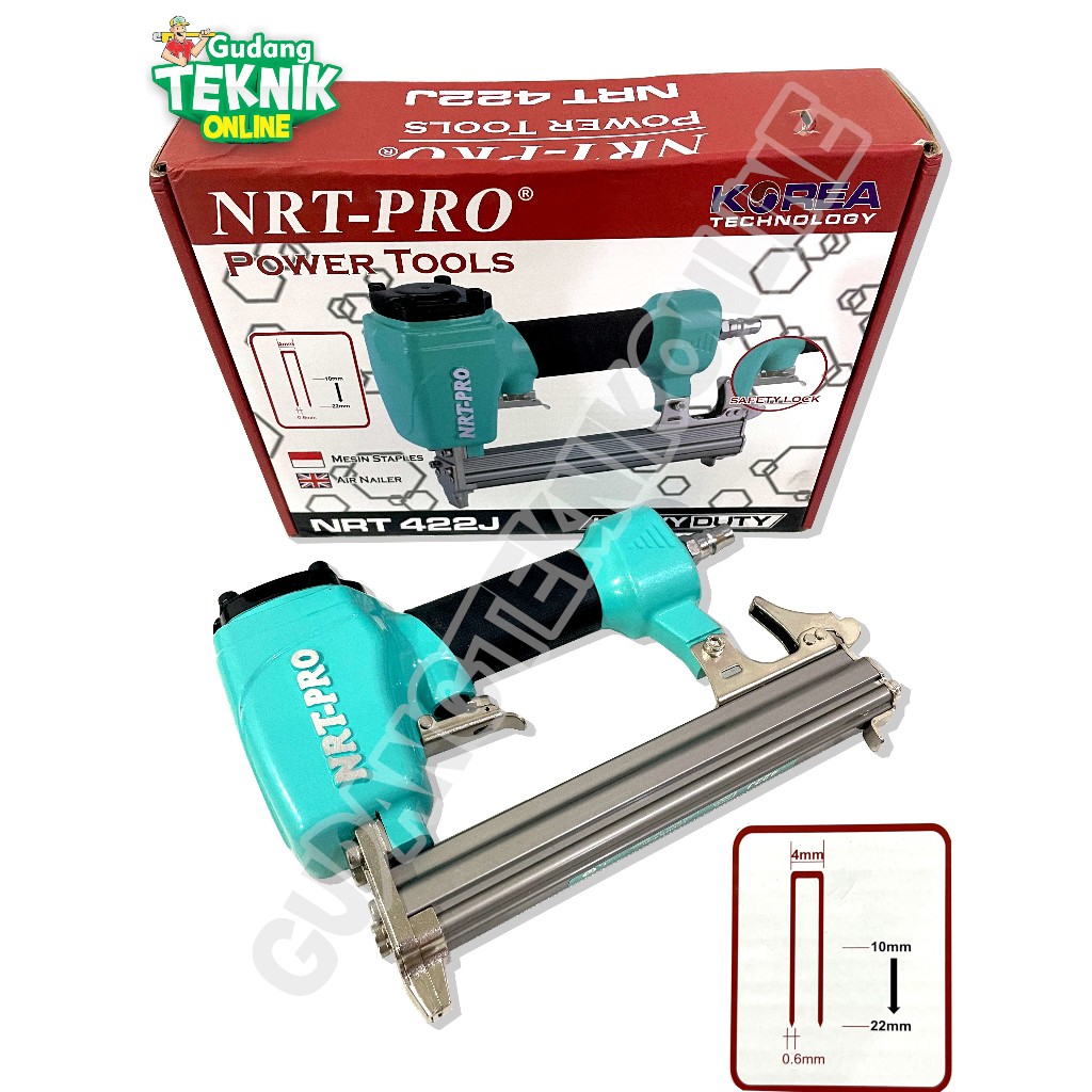 Jual MESIN STAPLES NRT 422J Tipe U Sempit 4mm / Air Nailer NRT PRO 422J ...