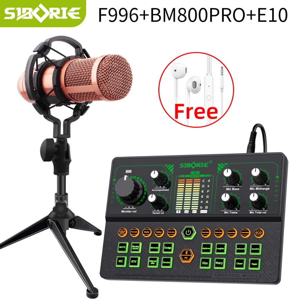 Jual Siborie F996 soundcard+BM800PRO Mic +E10 headset Paket Lengkap ...