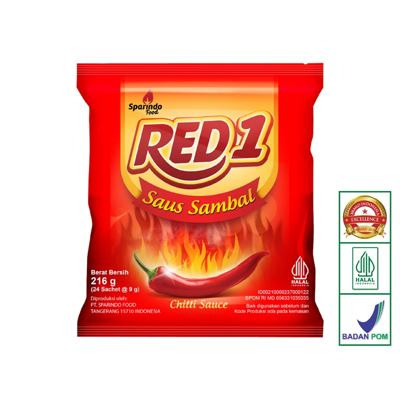 Jual RED1 Saus Sambal 9gr (24 sachet x 9 gram) | Shopee Indonesia