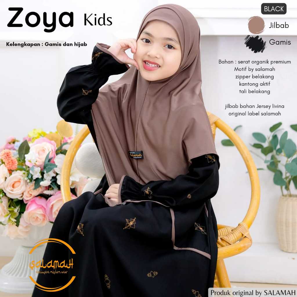 Jual Gamis anak ZOYA KIDS Plus Jilbab| Motif by Salamah | usia 2 3 4 5 ...