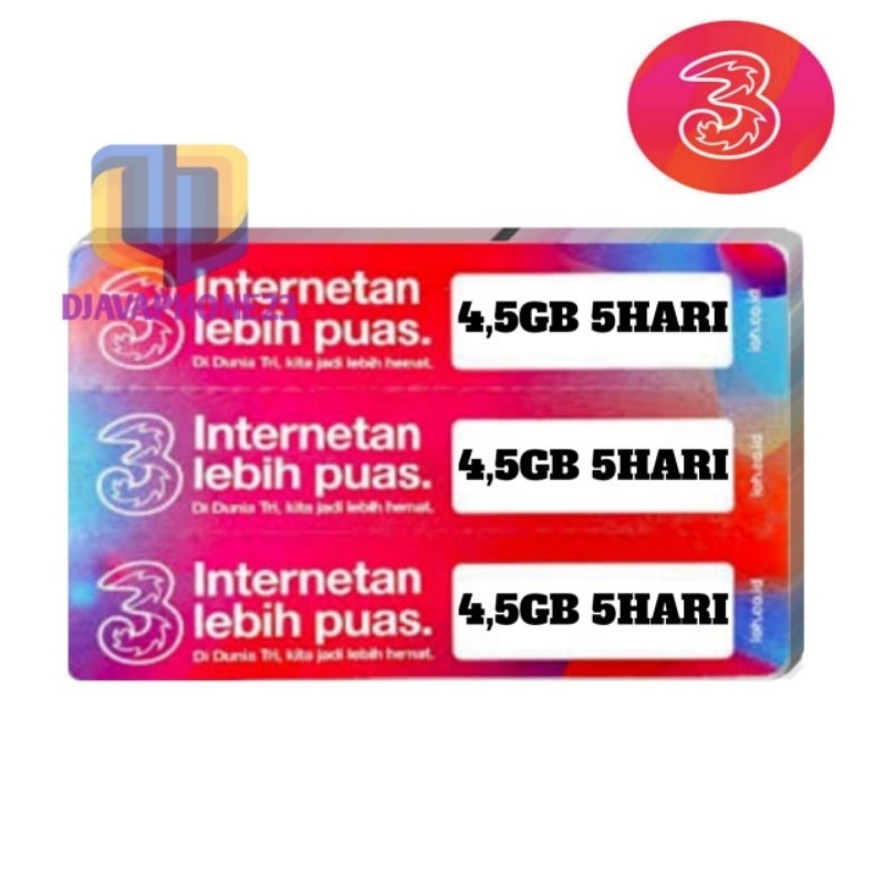 Jual VOUCHER DATA TRI 4,5GB 5HARI (NEW) | Shopee Indonesia