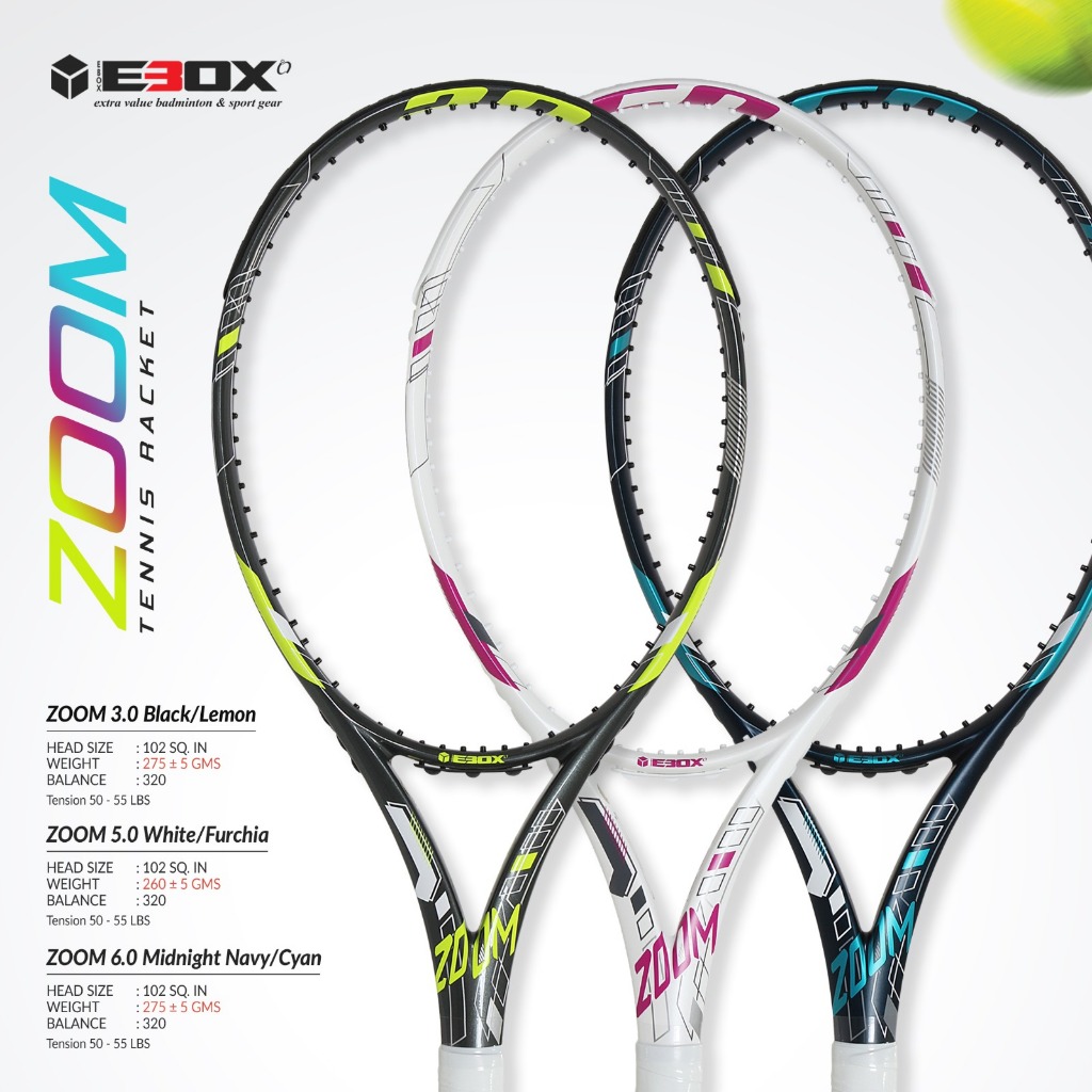Jual Raket Tenis Ebox Zoom 102 In 275 Gr Free Tas | Shopee Indonesia