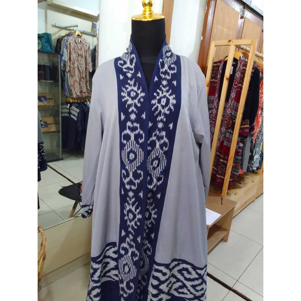 Jual Moon Navy Grey Tenun Long Cardigan | Shopee Indonesia
